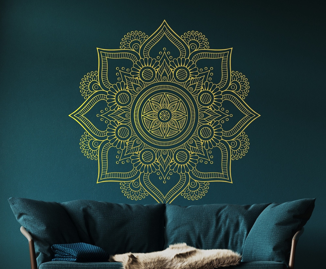 Mandala Wall Decal, Indian Mandala Wall Decal, Yoga Interior Design ...
