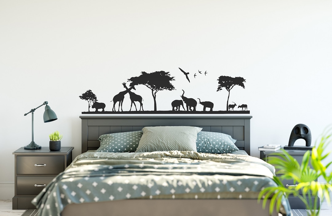 Safari Animals Wall Decal, Jungle Wall Decal, Safari Landscape Wall ...