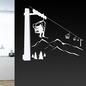 Ski Lift Chair Wall Decal, Winter Sport Decal, Decorative Skiing ...