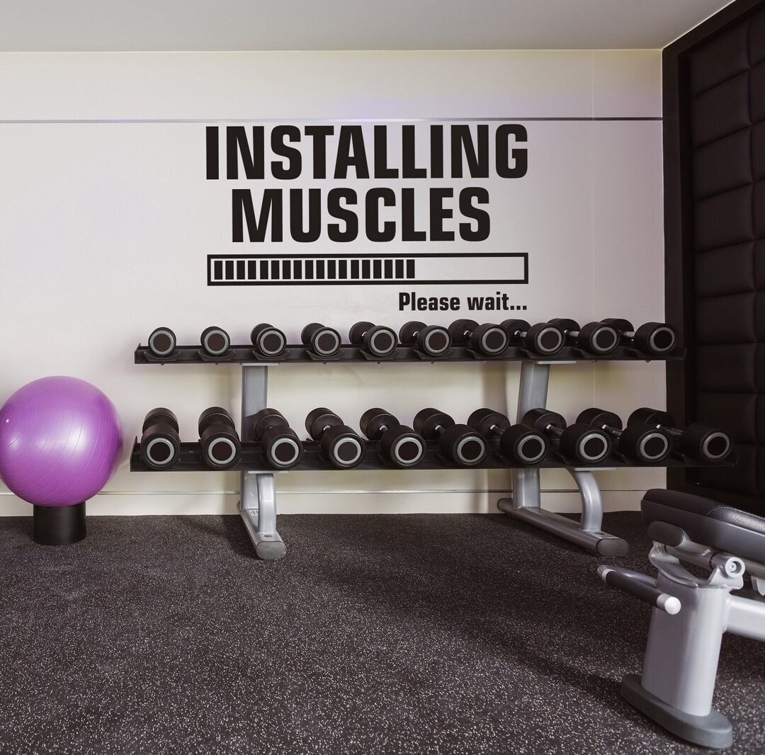 Installing Muscles Wall Decal Gym, Fitness Motivation Wall Decal, Home ...