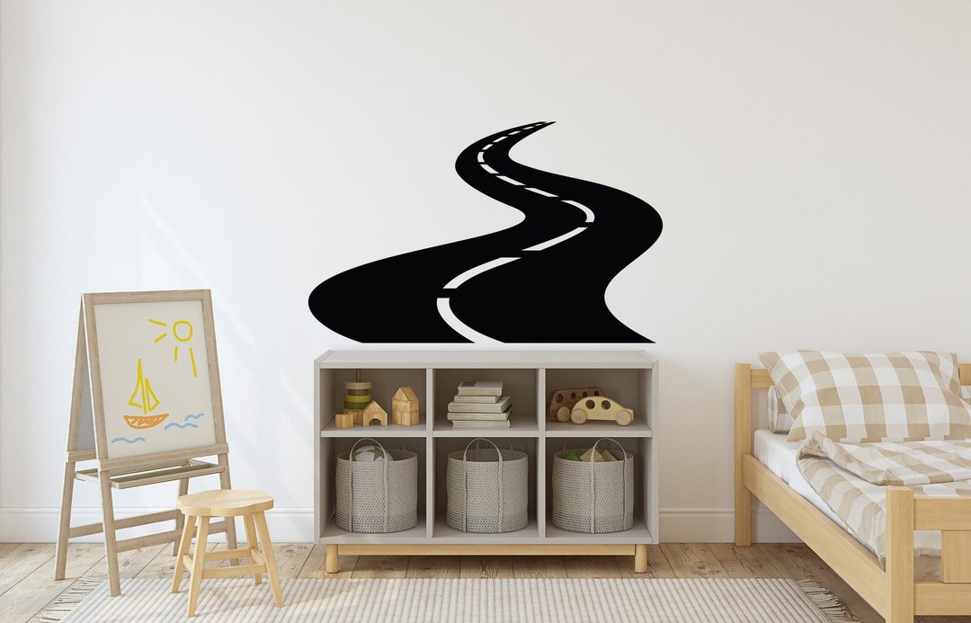 Curved Road Wall Decal: Interactive Car Track Vinyl Sticker, Playroom ...