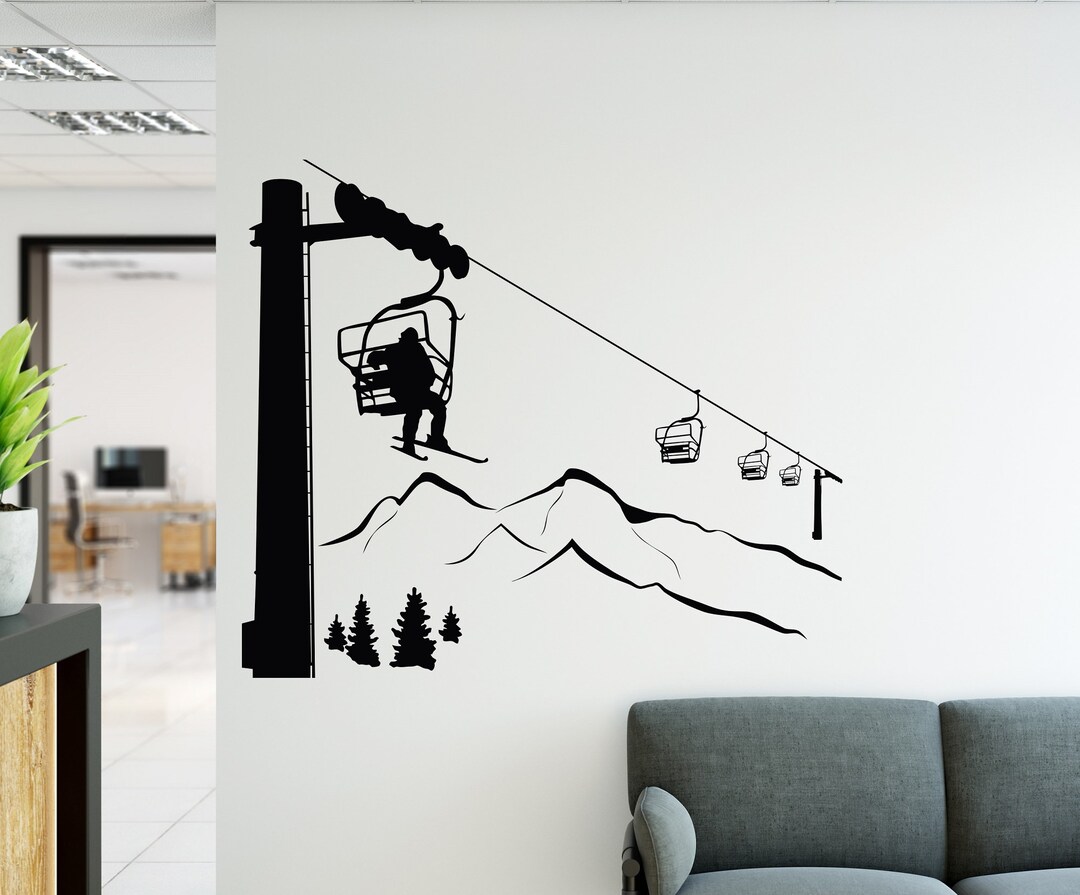 Ski Lift Chair Wall Decal, Winter Sport Decal, Decorative Skiing ...