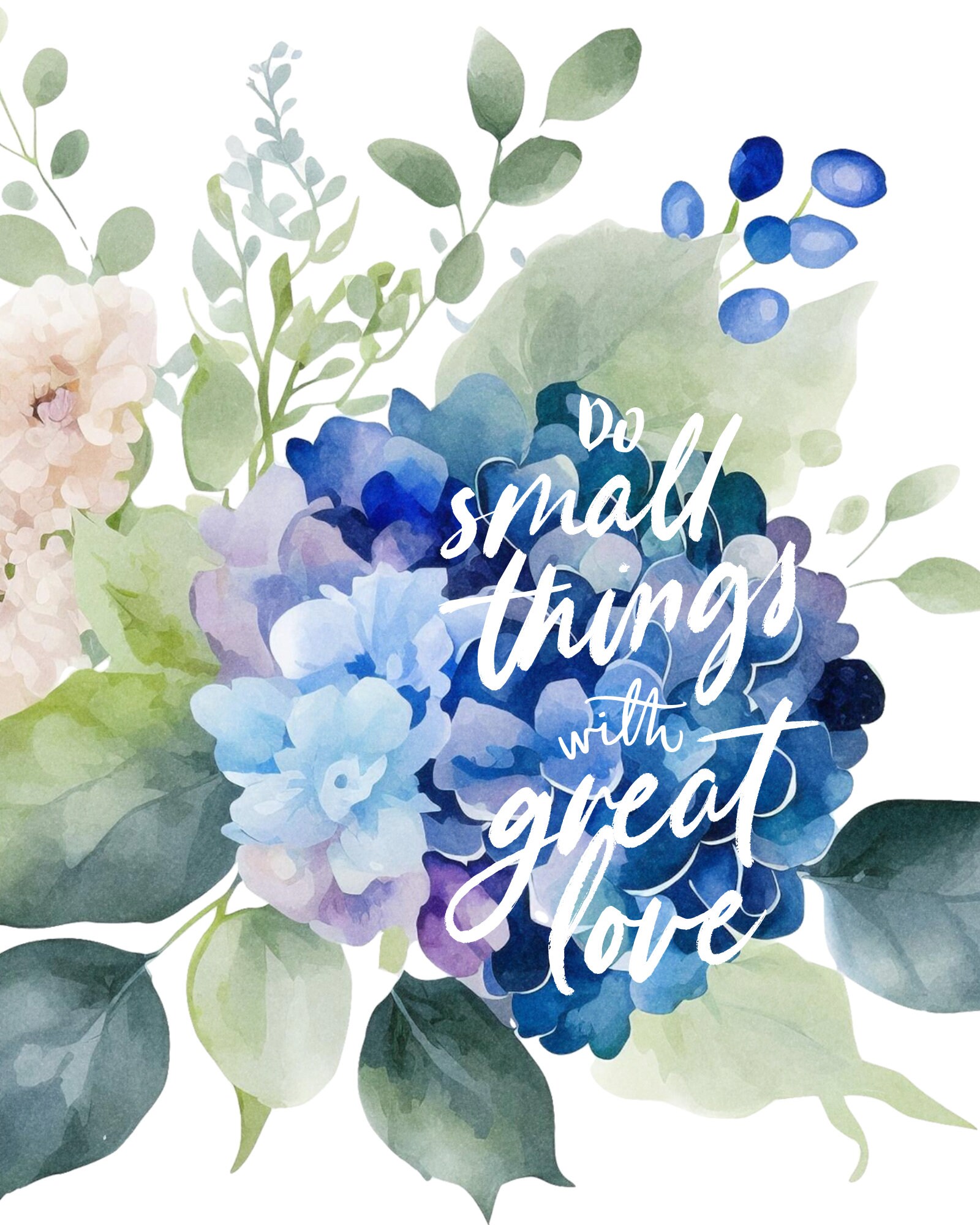 Blue Hydrangeas Print Quotes Floral Instant Art Printable Wall Art ...