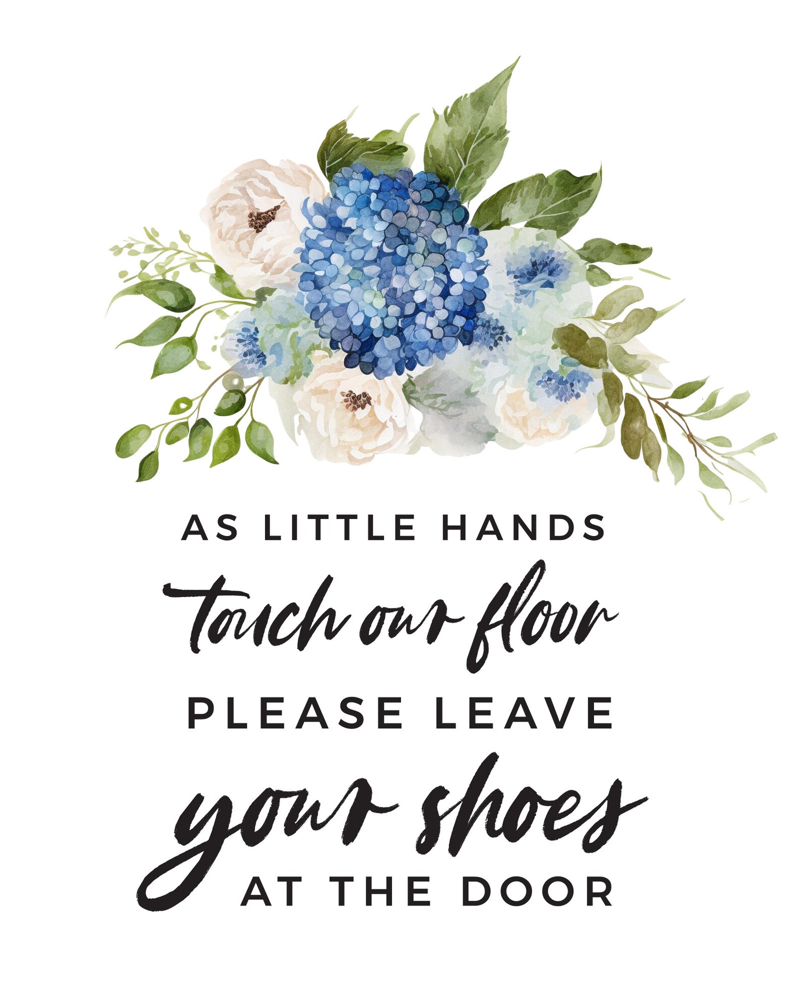 Blue Hydrangeas Print Quotes Floral Instant Art Printable Wall Art ...