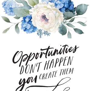 Blue Hydrangeas Print Quotes Floral Instant Art Printable Wall Art ...