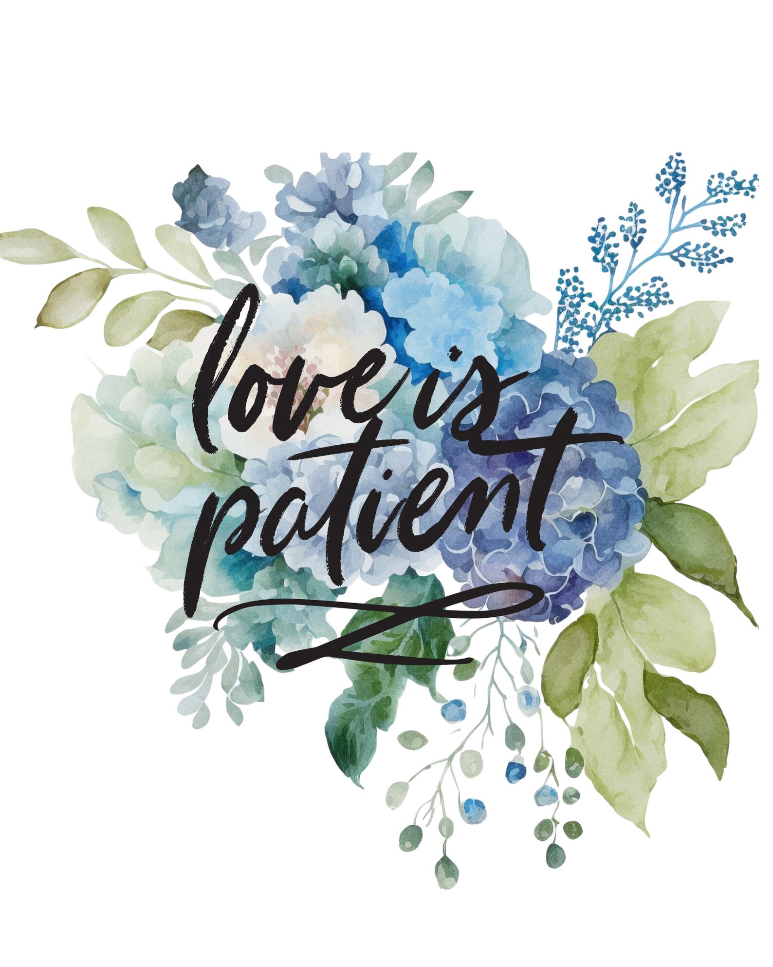 Blue Hydrangeas Print Quotes Floral Instant Art Printable Wall Art ...
