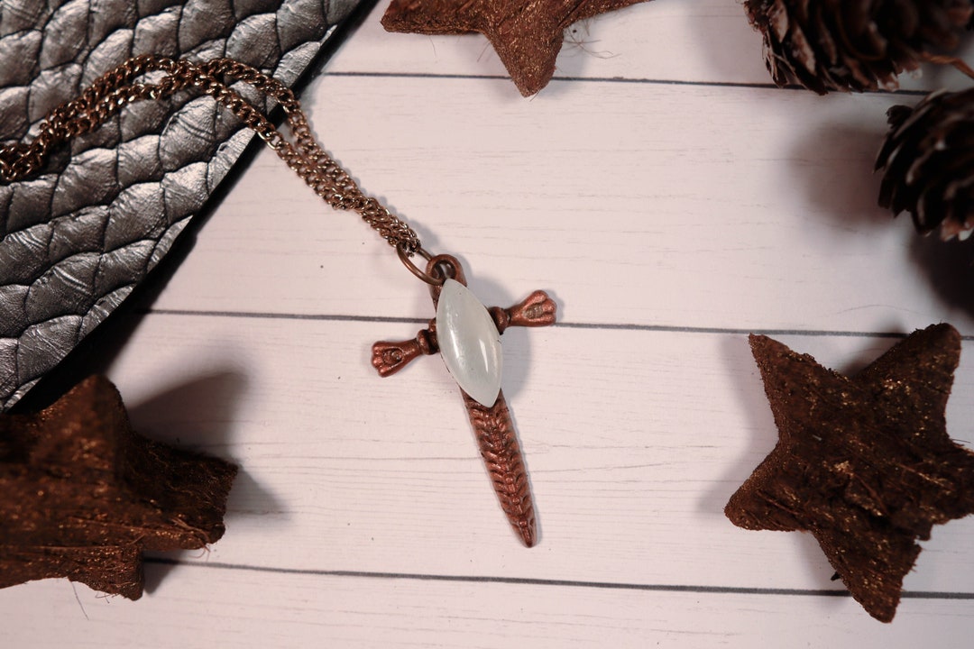 Moonstone Fantasy Sword Electroformed Necklace - Etsy