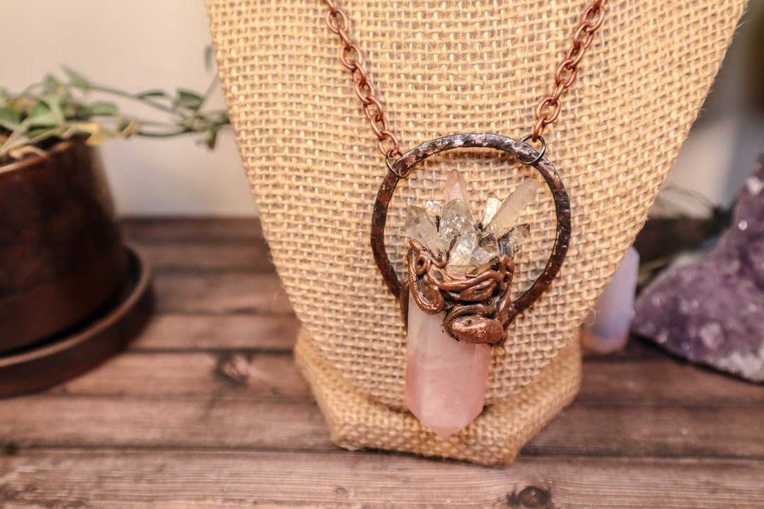 Persephone Inspired Rose Quartz Snake Necklace - Etsy