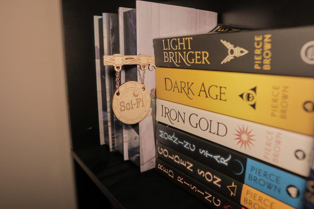 Sci-fi Bookshelf Tavern Sign - Booknook Shelf Decor, Book Dragon Gift ...