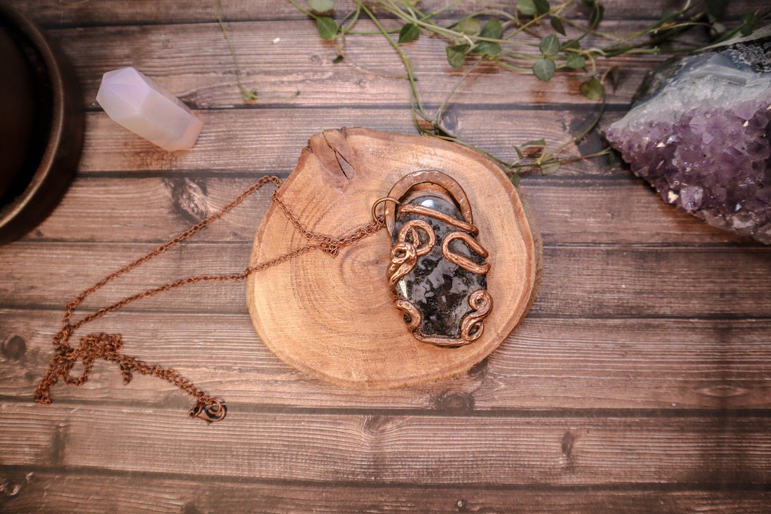 Garbo Jasper Hades Necklace With Copper Vines Underworld Electroformed ...