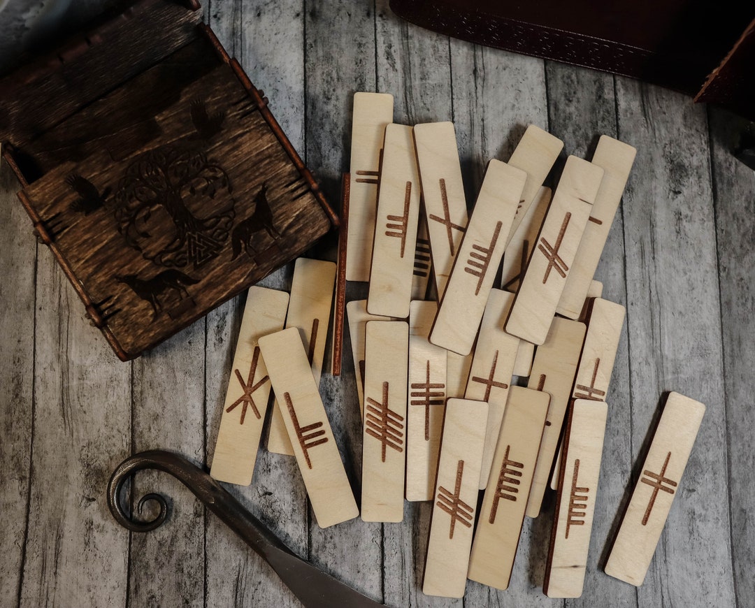 Wooden Stave Set, Norse Pagan Staves, Pagan Deck, Divination Box ...
