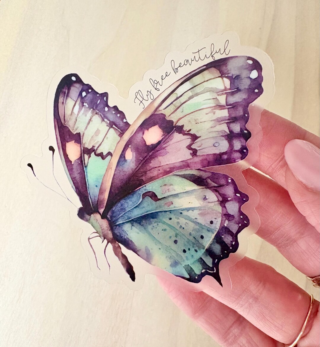 Clear Butterfly Sticker, Fly Free Beautiful Butterfly Sticker, Cute ...