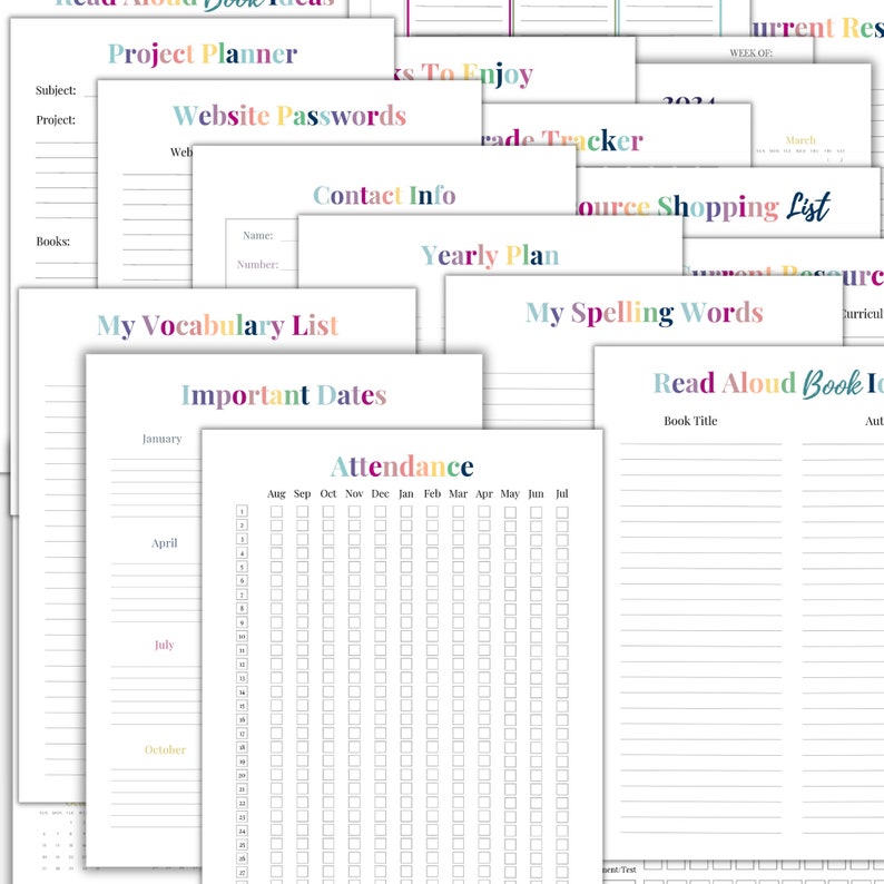 Floral Homeschool Planner Printable, Multiple or Single Student Lesson ...