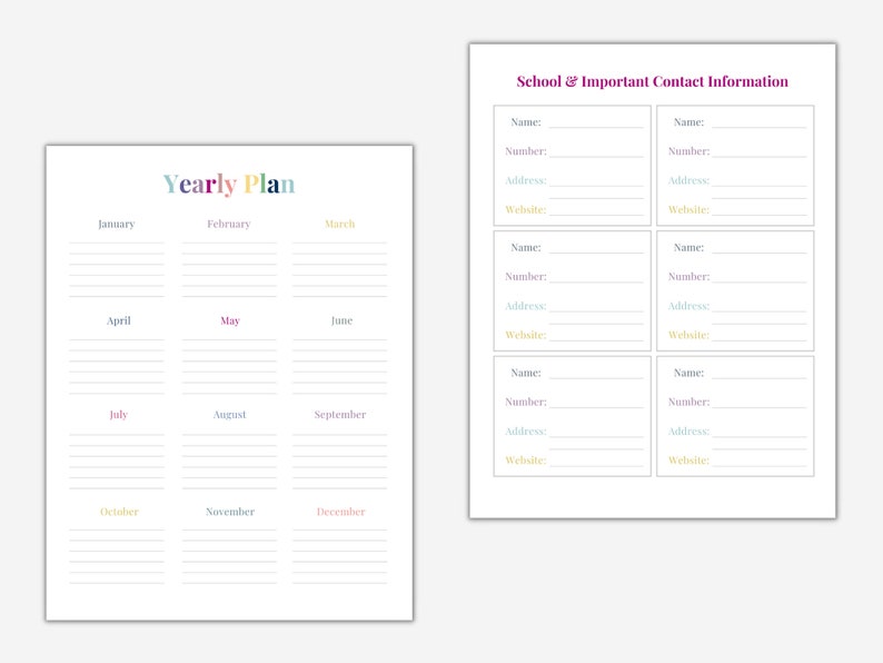 Floral Homeschool Planner Printable, Multiple or Single Student Lesson ...