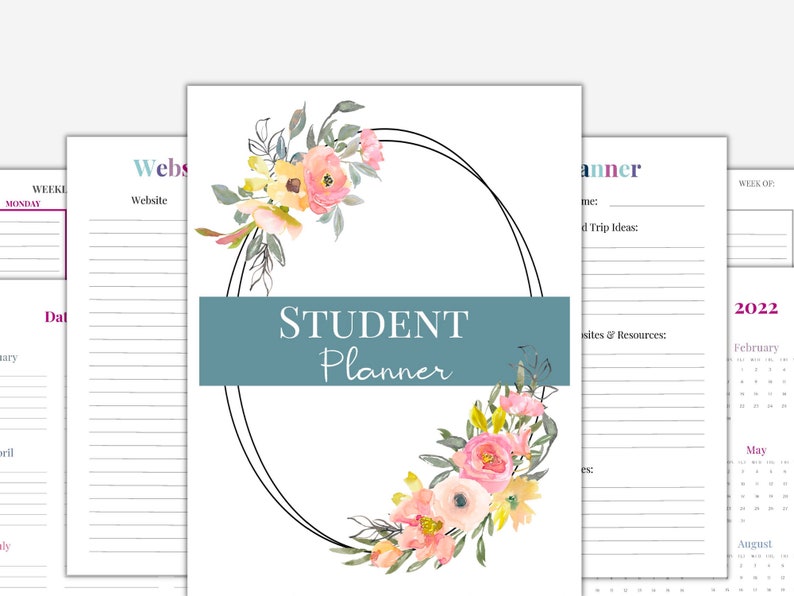 Floral Homeschool Planner Printable, Multiple or Single Student Lesson ...