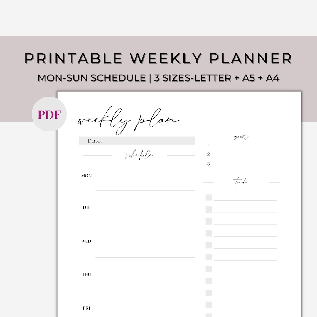 Weekly Planner Printable, 7 Day Printable Planner Template, Weekly ...