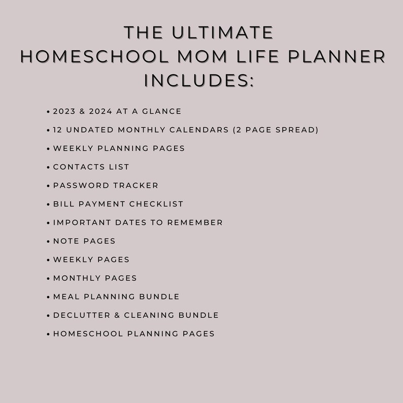 Homeschool Mom Life Planner Bundle, Undated Daily and Weekly Printable ...