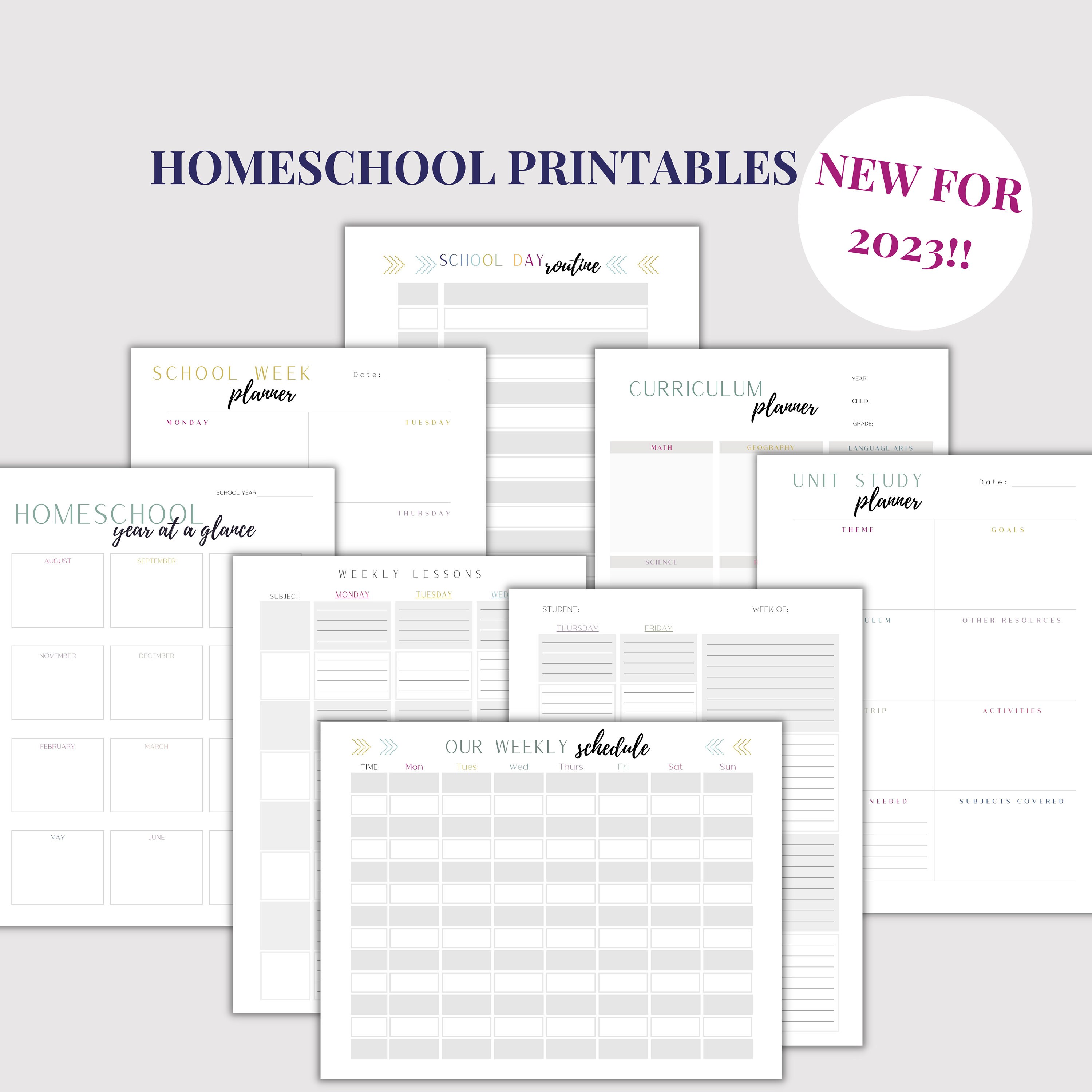 Floral Homeschool Mom Planner, Printable Planner, Mom Life Organizer ...