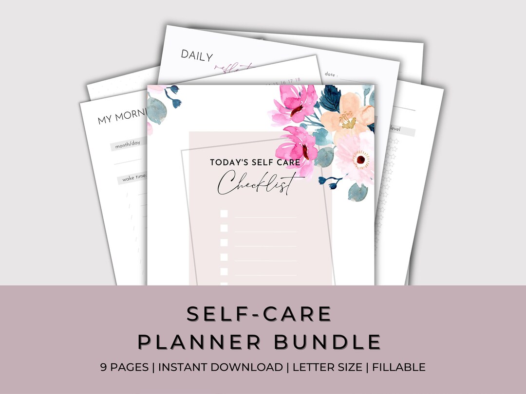 Self Care Daily Planner Bundle, Printable Checklist, Daily Planner ...