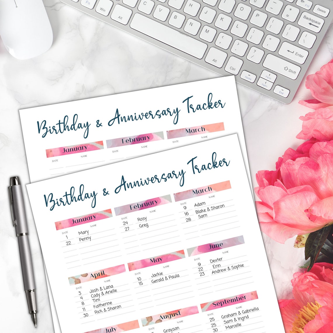 Birthday Tracker Printable, Perpetual Birthday Calendar, Printable ...