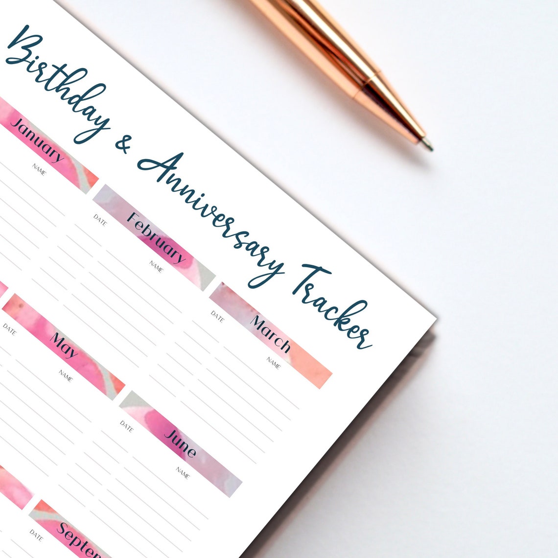 Birthday Tracker Printable, Perpetual Birthday Calendar, Printable ...