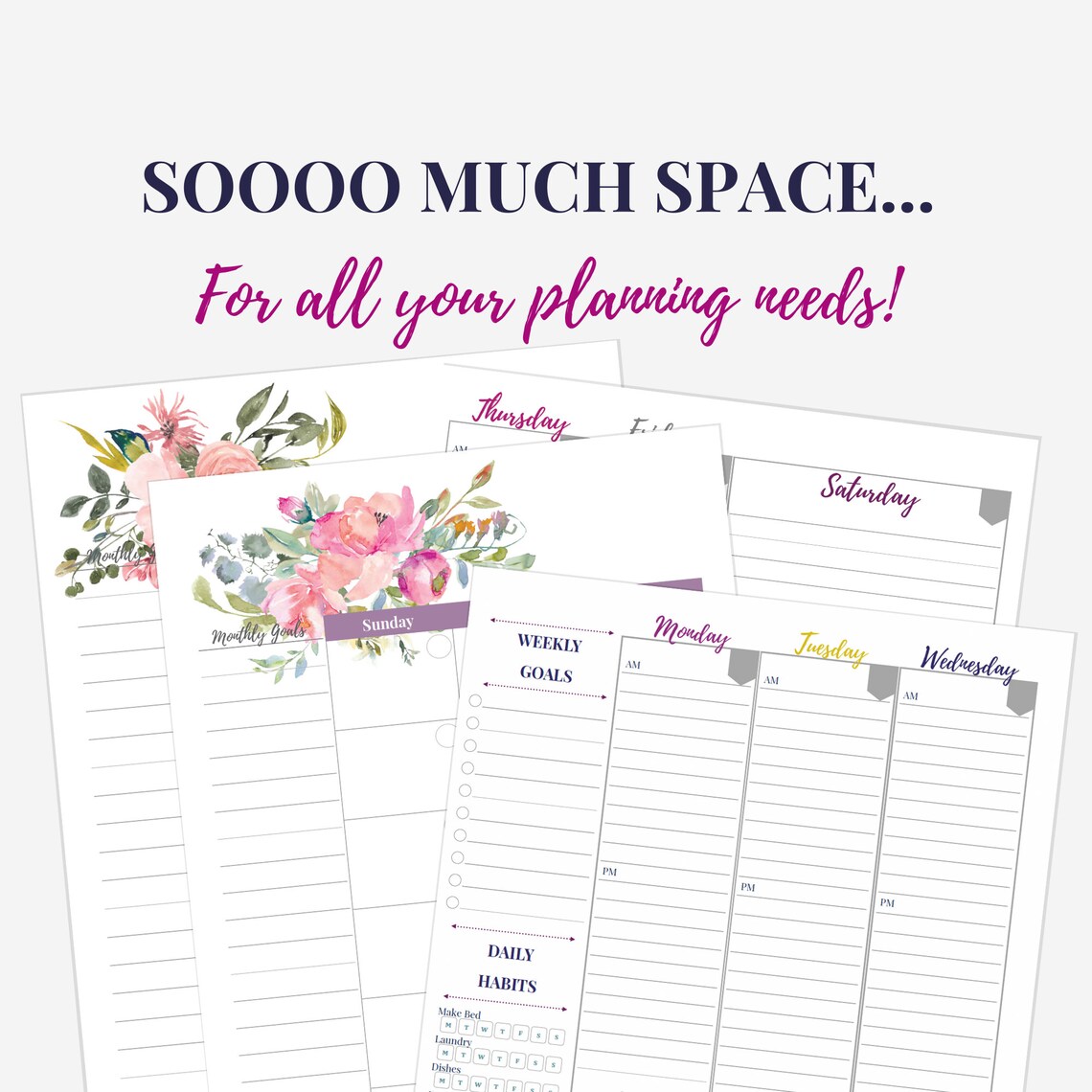 Floral Homeschool Mom Planner, Printable Planner, Mom Life Organizer ...