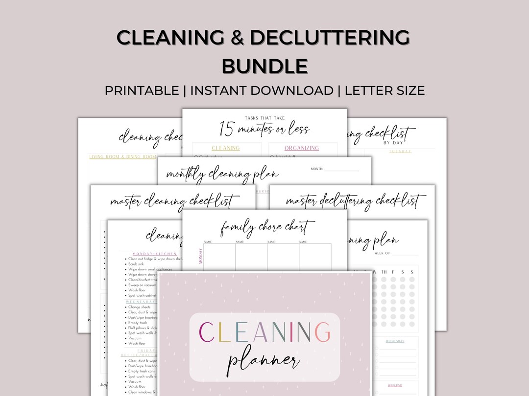 Printable Cleaning Bundle-cleaning Schedule, Editable Cleaning ...