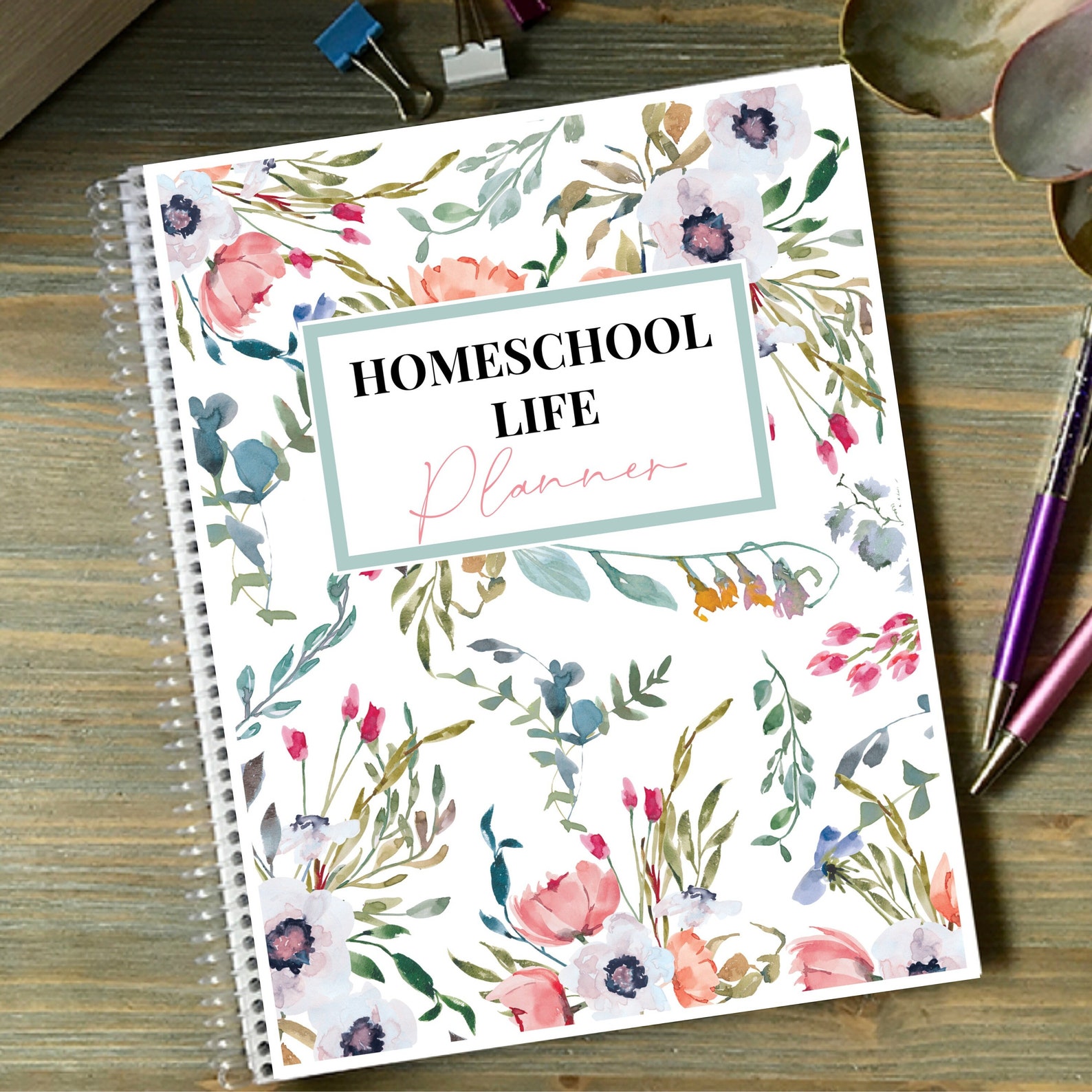Floral Homeschool Mom Planner, Printable Planner, Mom Life Organizer ...