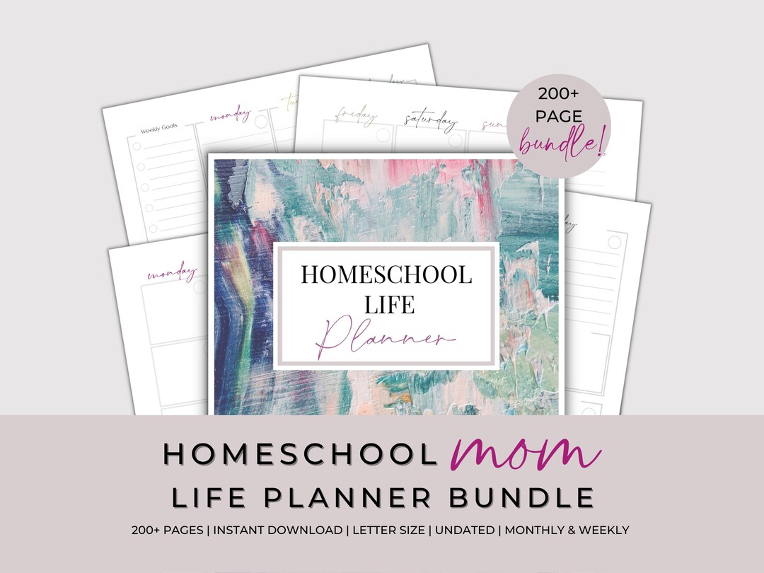 Homeschool Mom Life Planner Bundle, Undated Daily and Weekly Printable ...