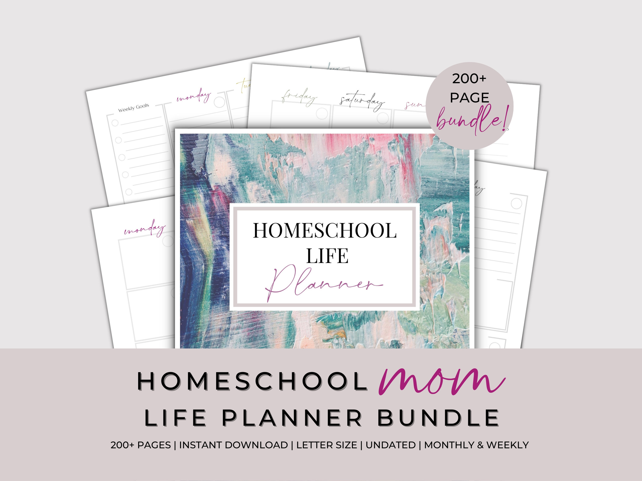 Homeschool Mom Life Planner Bundle, Undated Daily and Weekly Printable ...