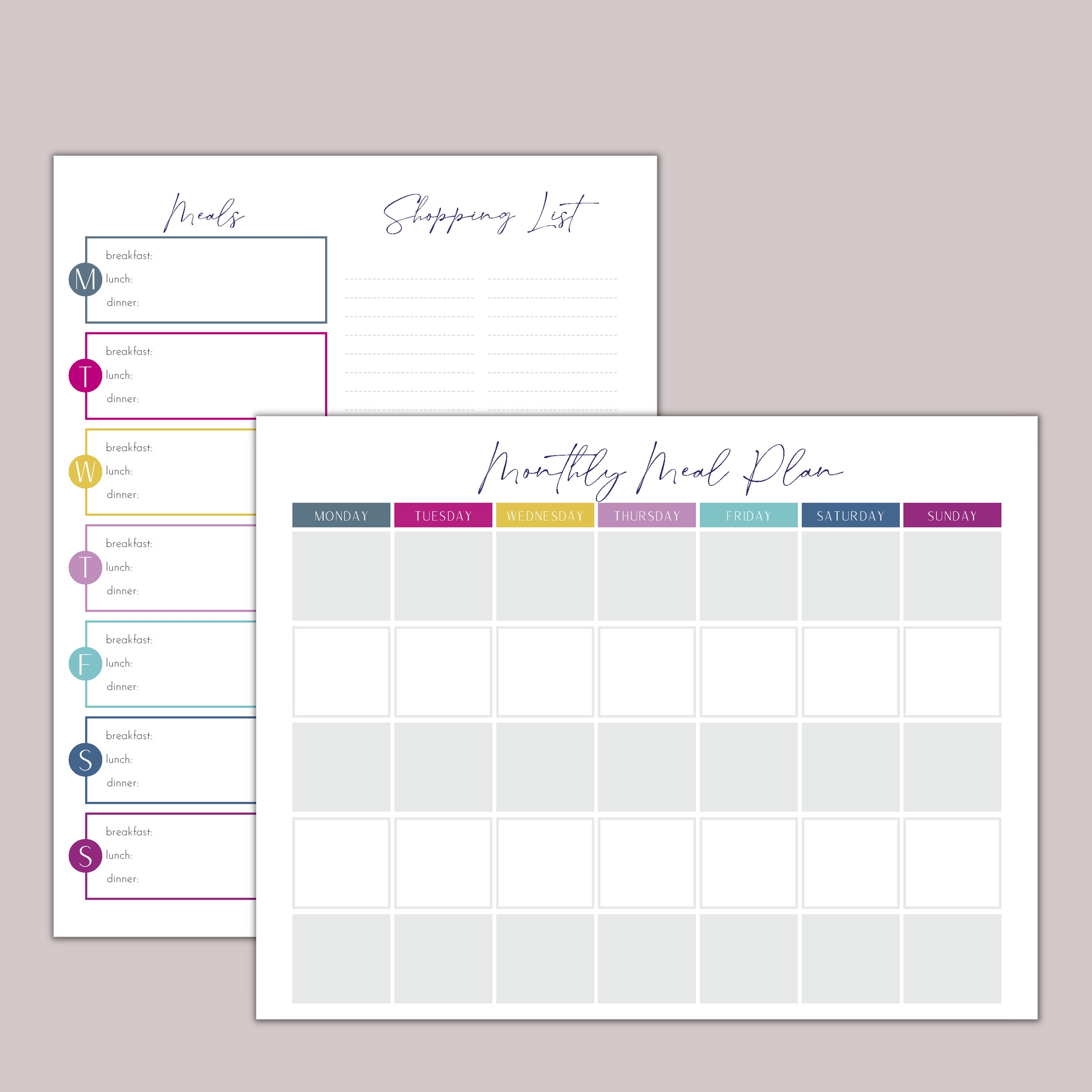 Weekly Meal Planner and Grocery List, Menu Planner, DIY Recipe Book ...
