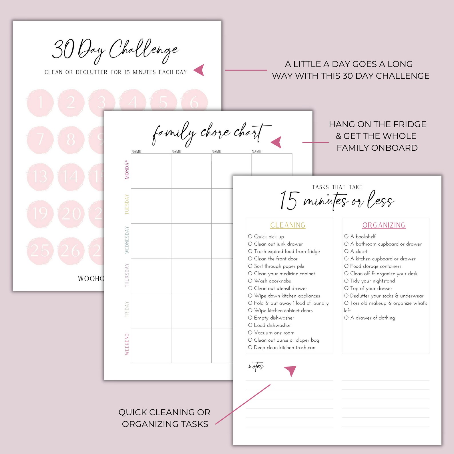 Printable Cleaning Bundle-cleaning Schedule, Editable Cleaning ...