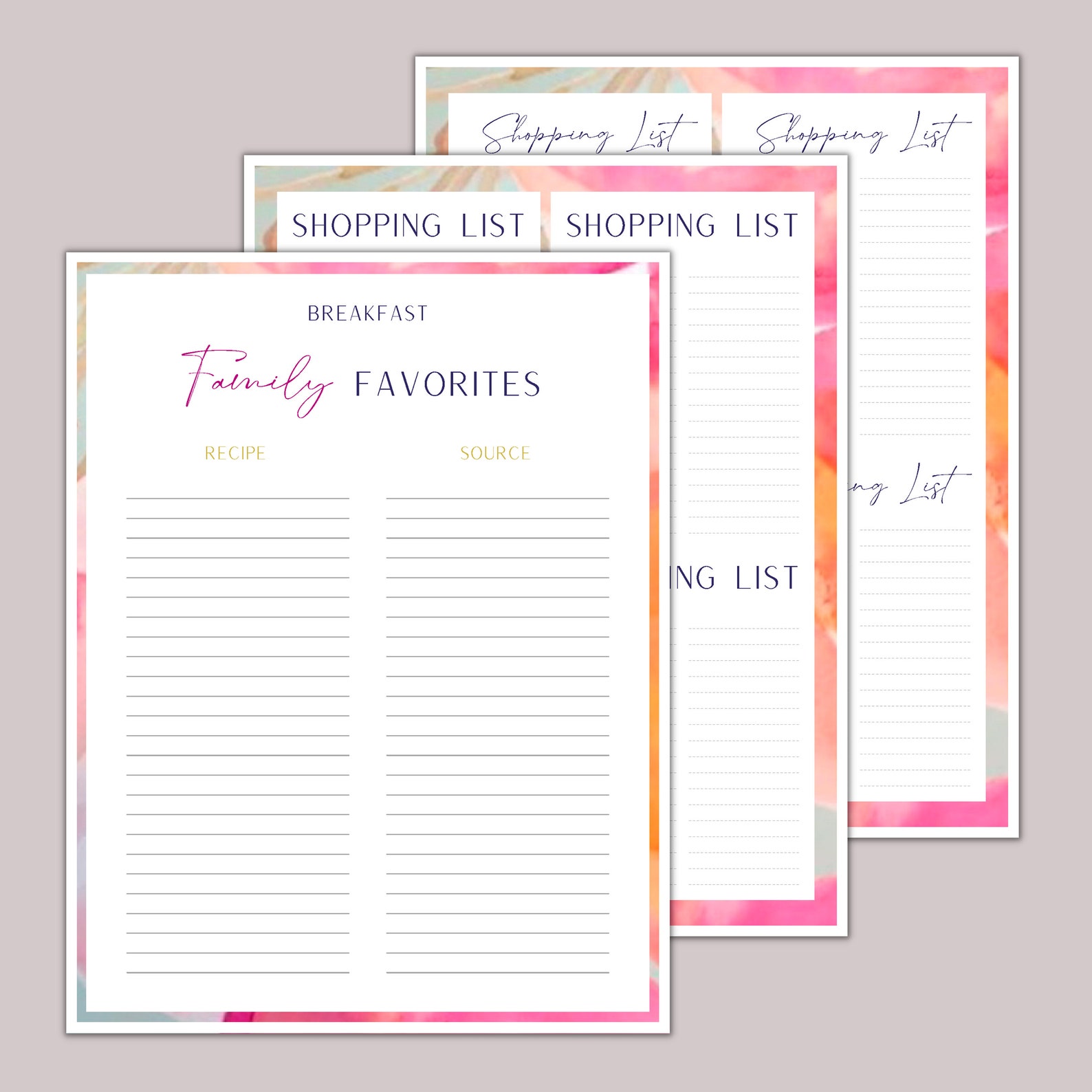 Weekly Meal Planner and Grocery List, Menu Planner, DIY Recipe Book ...