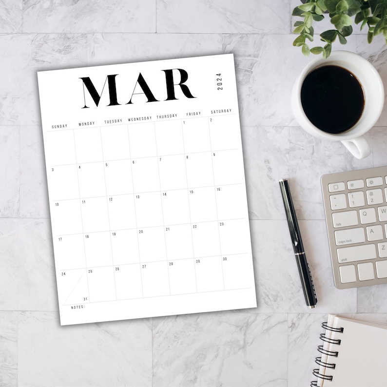 Portrait Calendar 2024 Printable, Printable Calendar 2024 Vertical ...