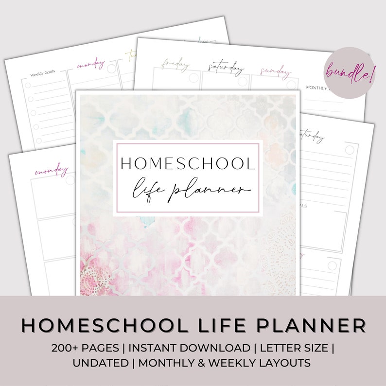 Homeschool Mom Life Printable Planner, Undated Daily Weekly Monthly ...