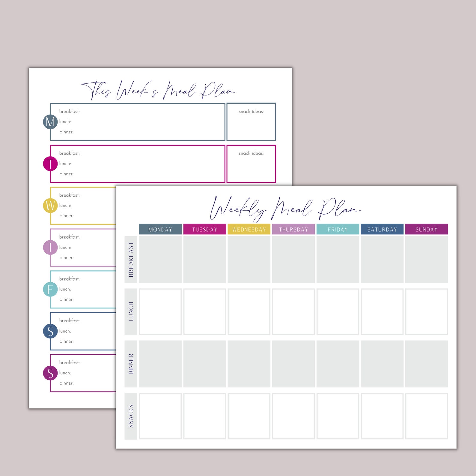 Weekly Meal Planner and Grocery List, Menu Planner, DIY Recipe Book ...