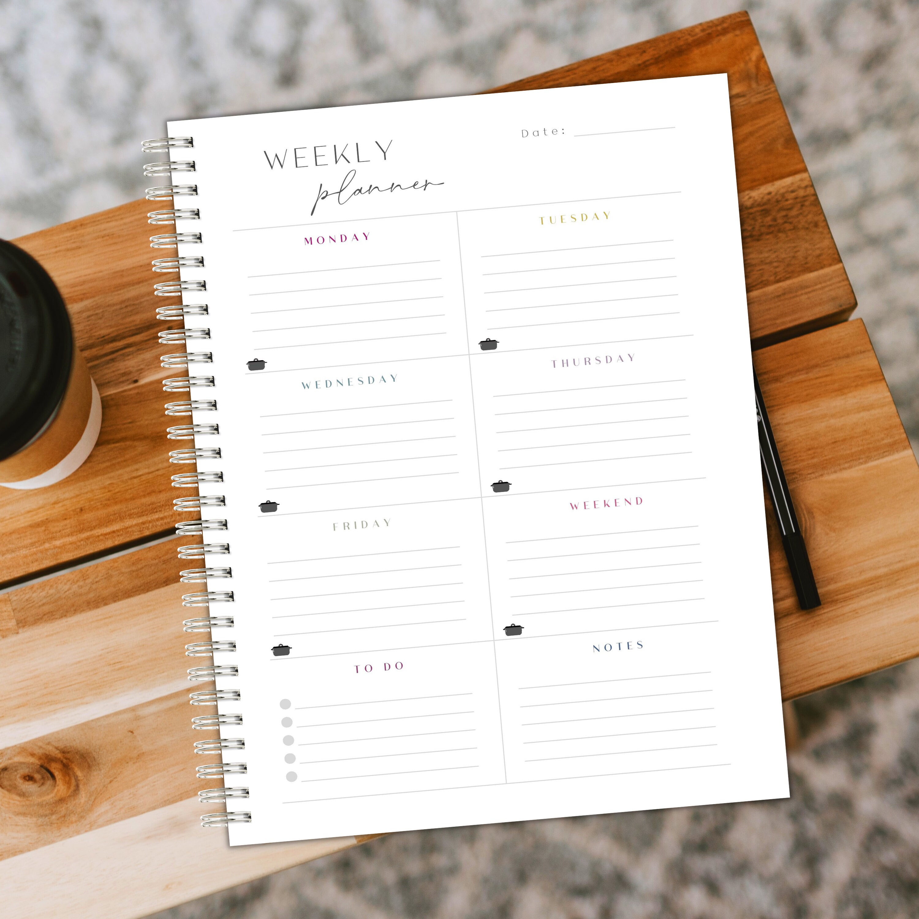 Simple Weekly Planner Printable Minimal Color Design Weekly - Etsy