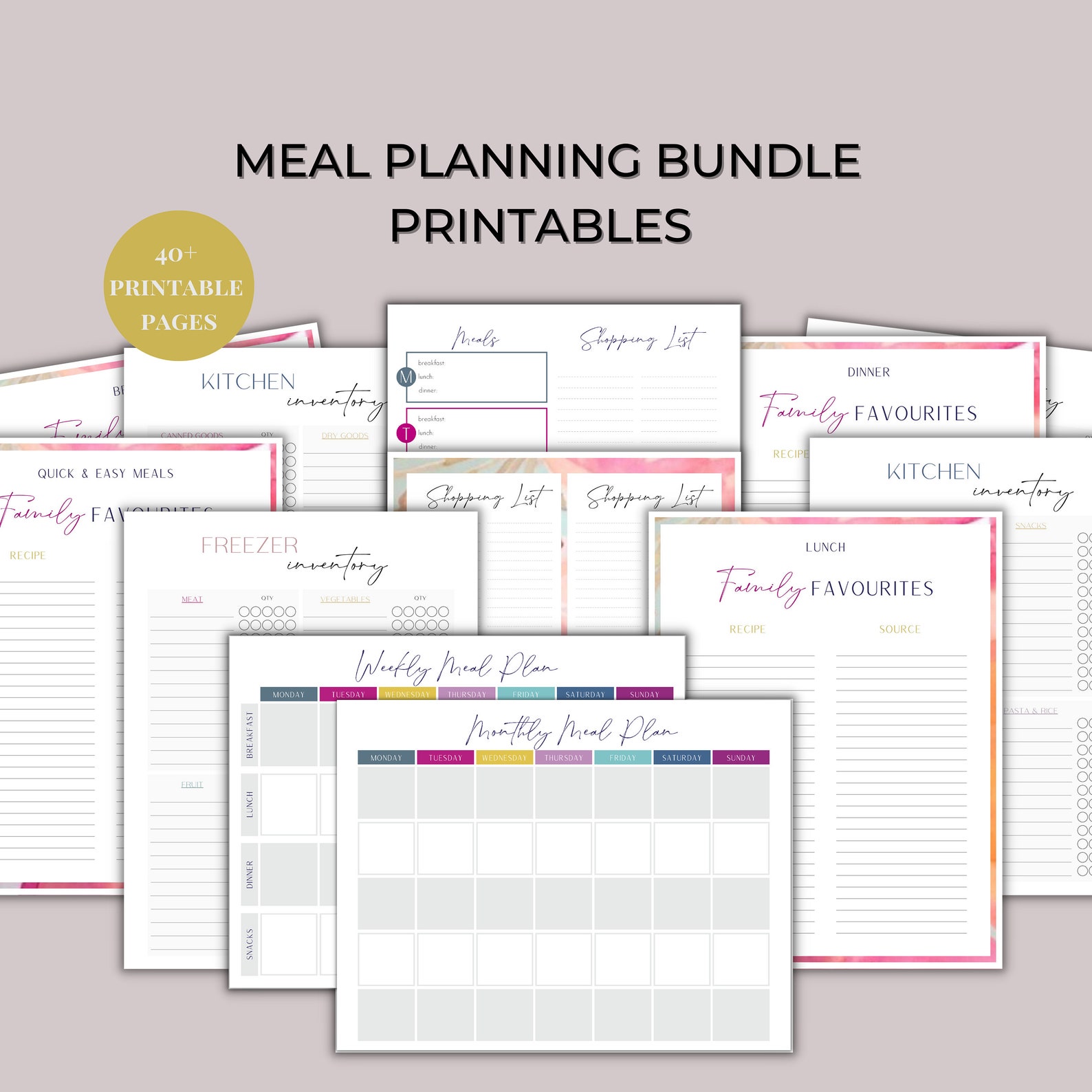 Weekly Meal Planner and Grocery List, Menu Planner, DIY Recipe Book ...