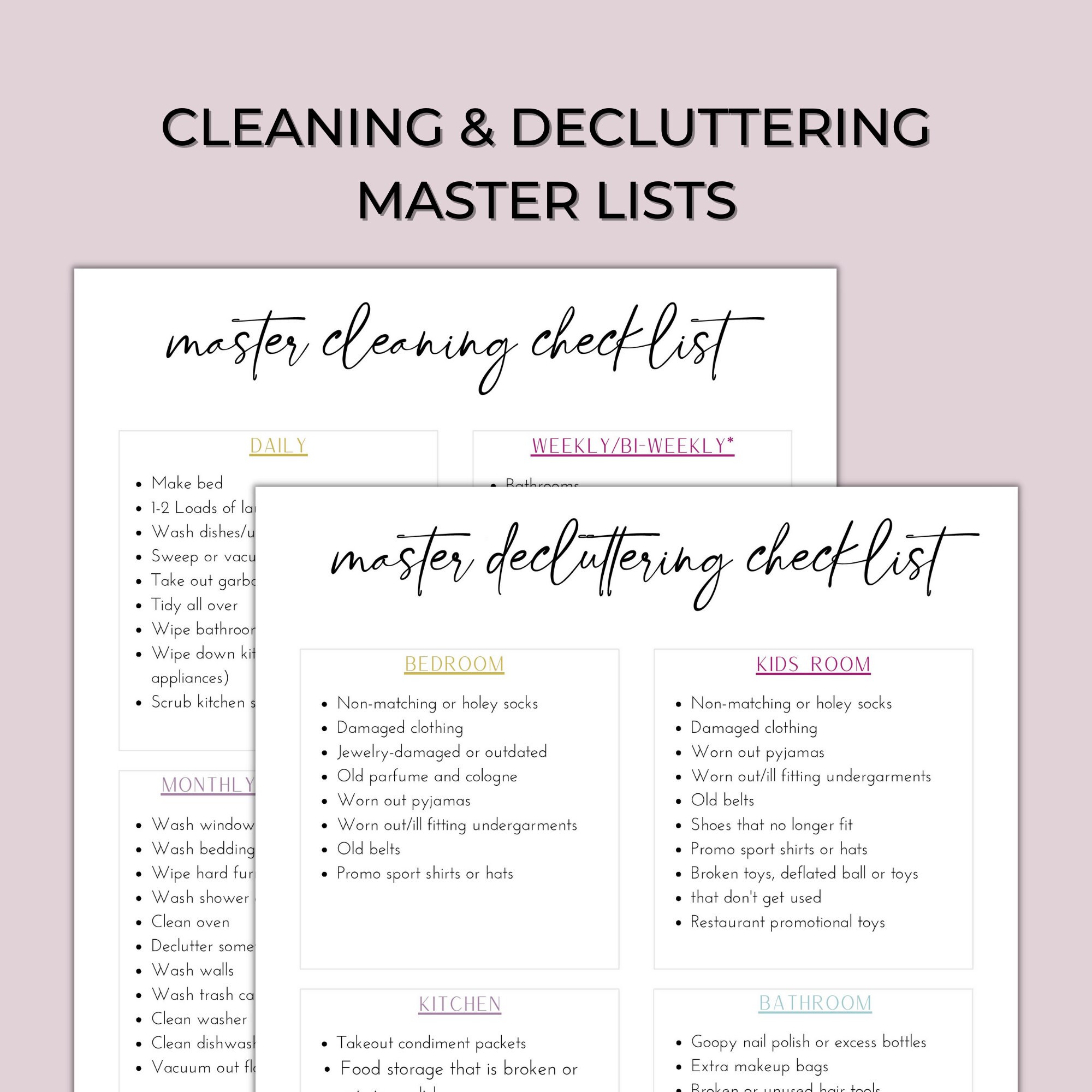 Printable Cleaning Bundle-cleaning Schedule, Editable Cleaning ...