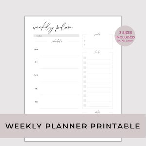 Weekly Planner Printable, 7 Day Printable Planner Template, Weekly ...