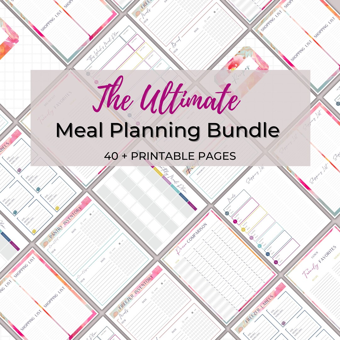 Weekly Meal Planner and Grocery List, Menu Planner, DIY Recipe Book ...