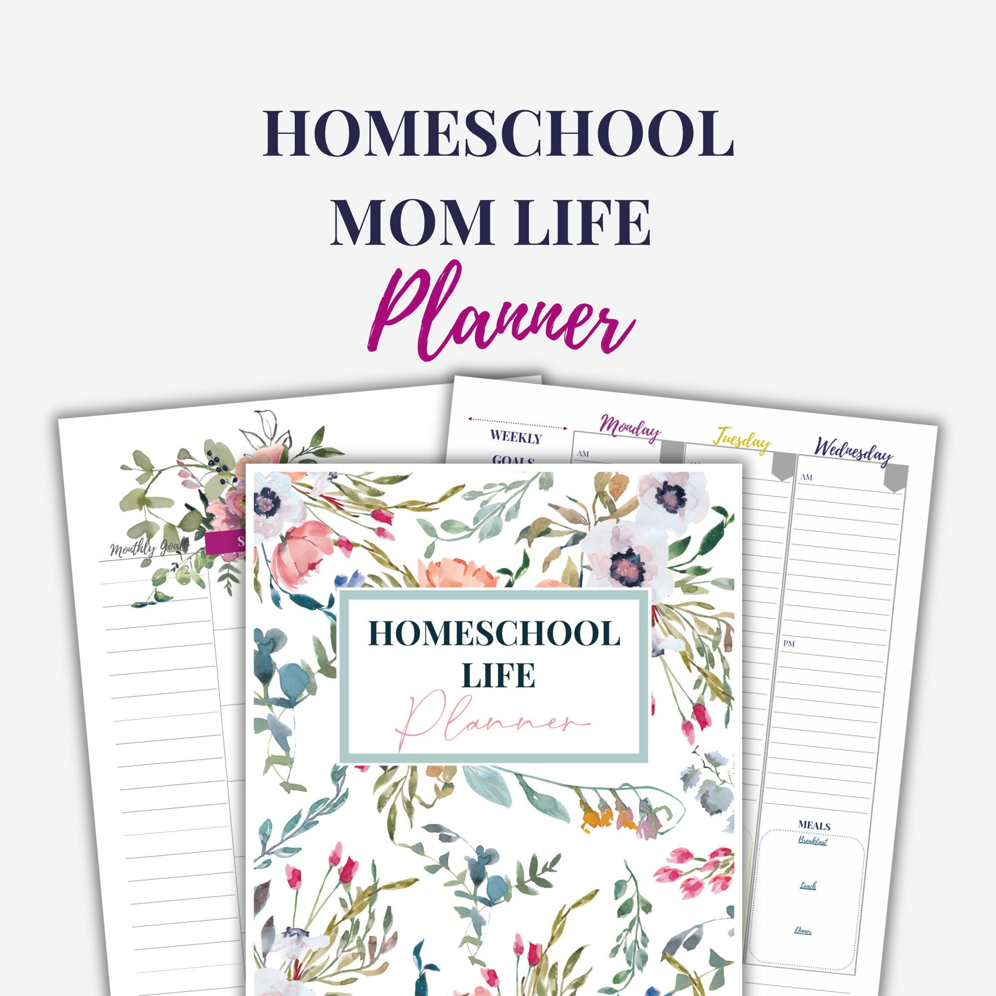 Homeschool Mom Planner Printable & Life Organizer, Undated 12 Month ...