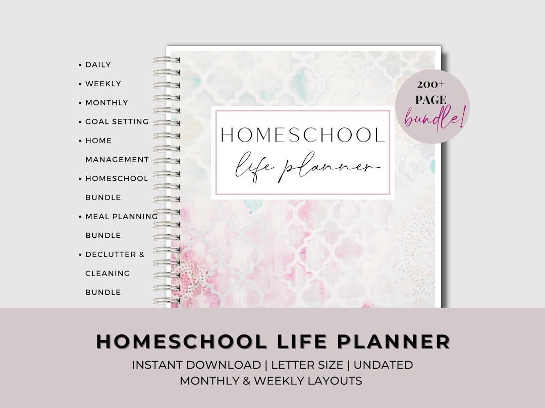 Homeschool Mom Life Printable Planner, Undated Daily Weekly Monthly ...