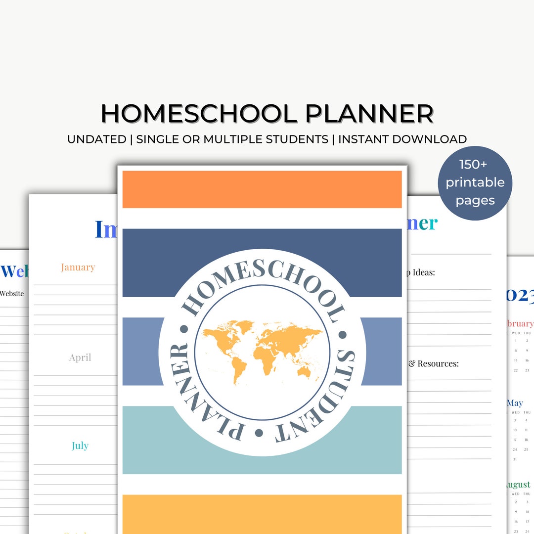 Undated Homeschool Planner Printable, Printable Homeschool Planner, 150 ...