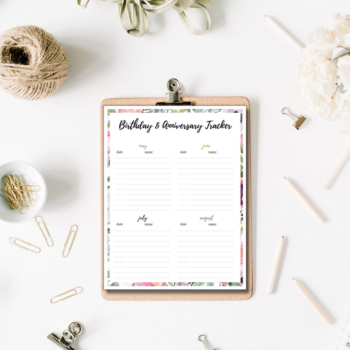 Printable Birthday Tracker, Editable Birthday and Anniversary Log ...