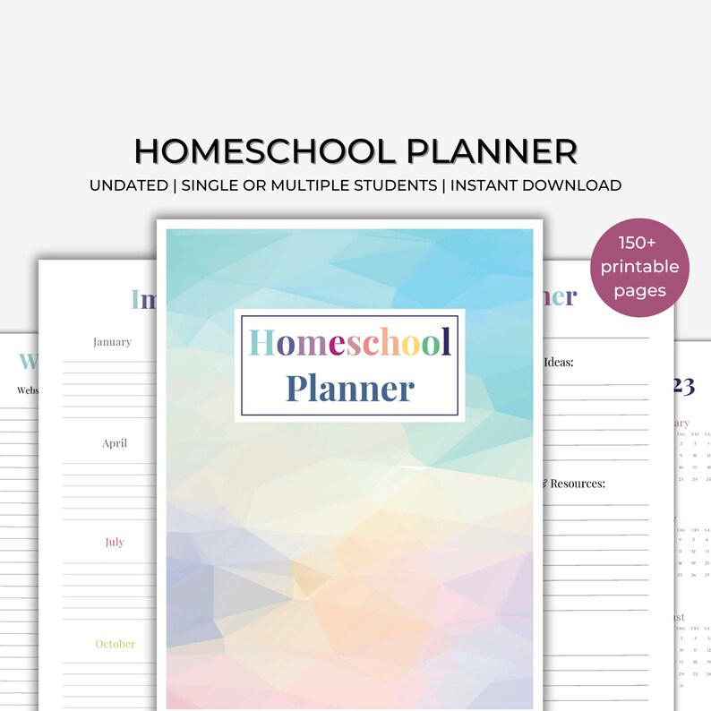 Printable Homeschool Student Planner, Undated, Printable Lesson Planner ...