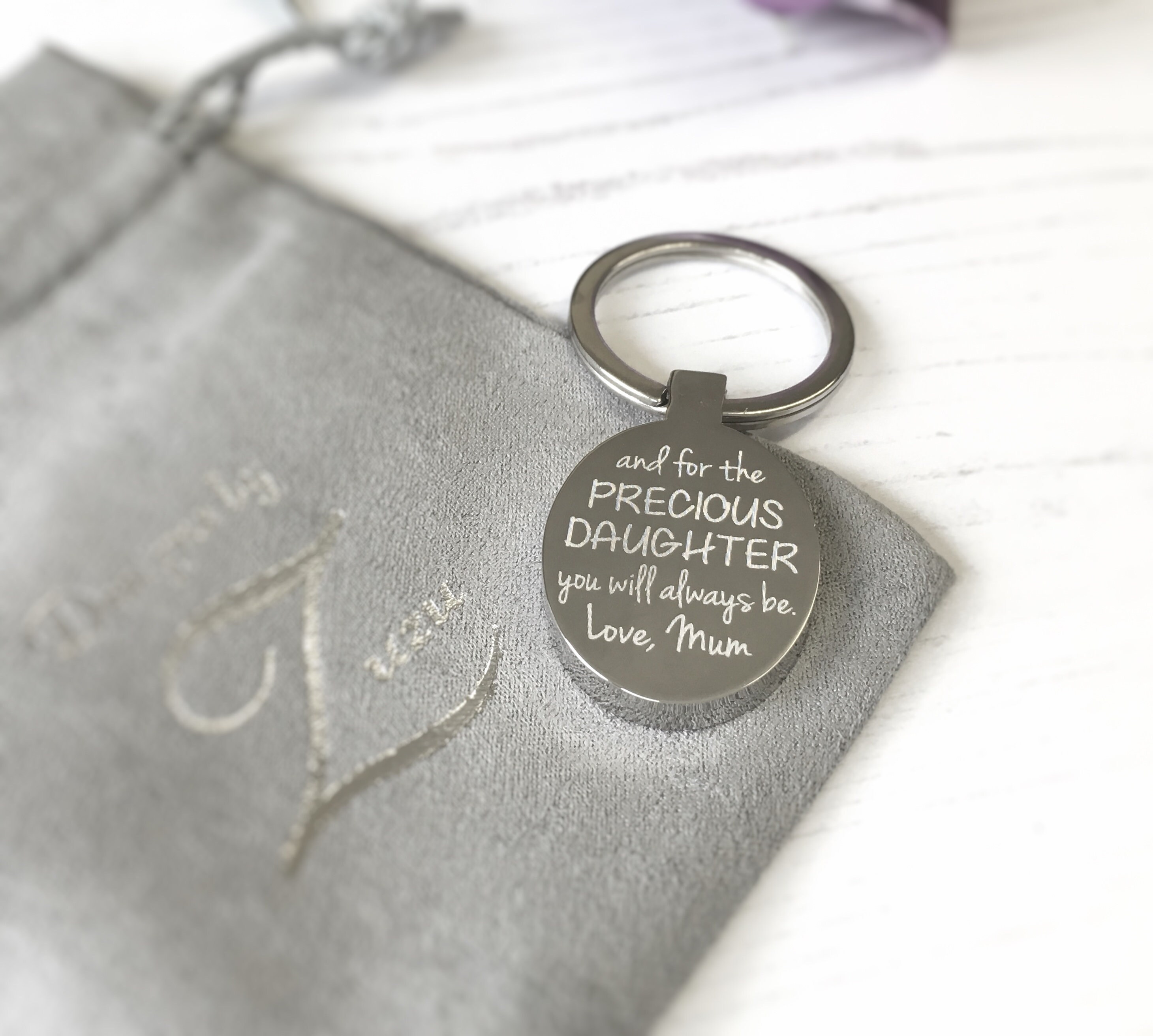 Daughter Gift Keyring Precious Daughter Stainless Steel - Etsy