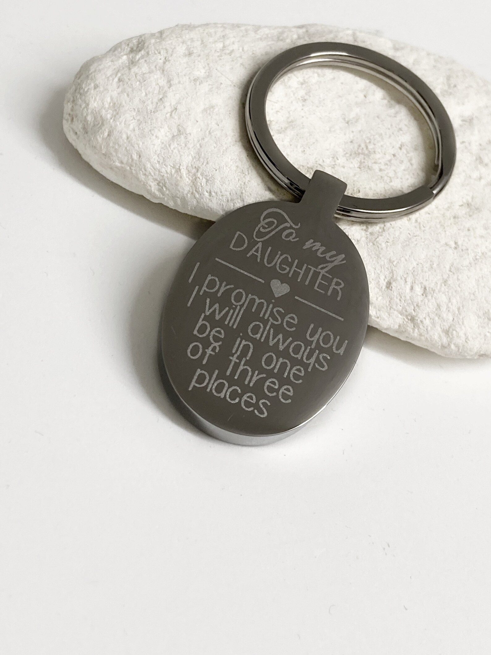 Engraved Daughter Oval Keyring, to My Daughter From Mum, Stainless ...