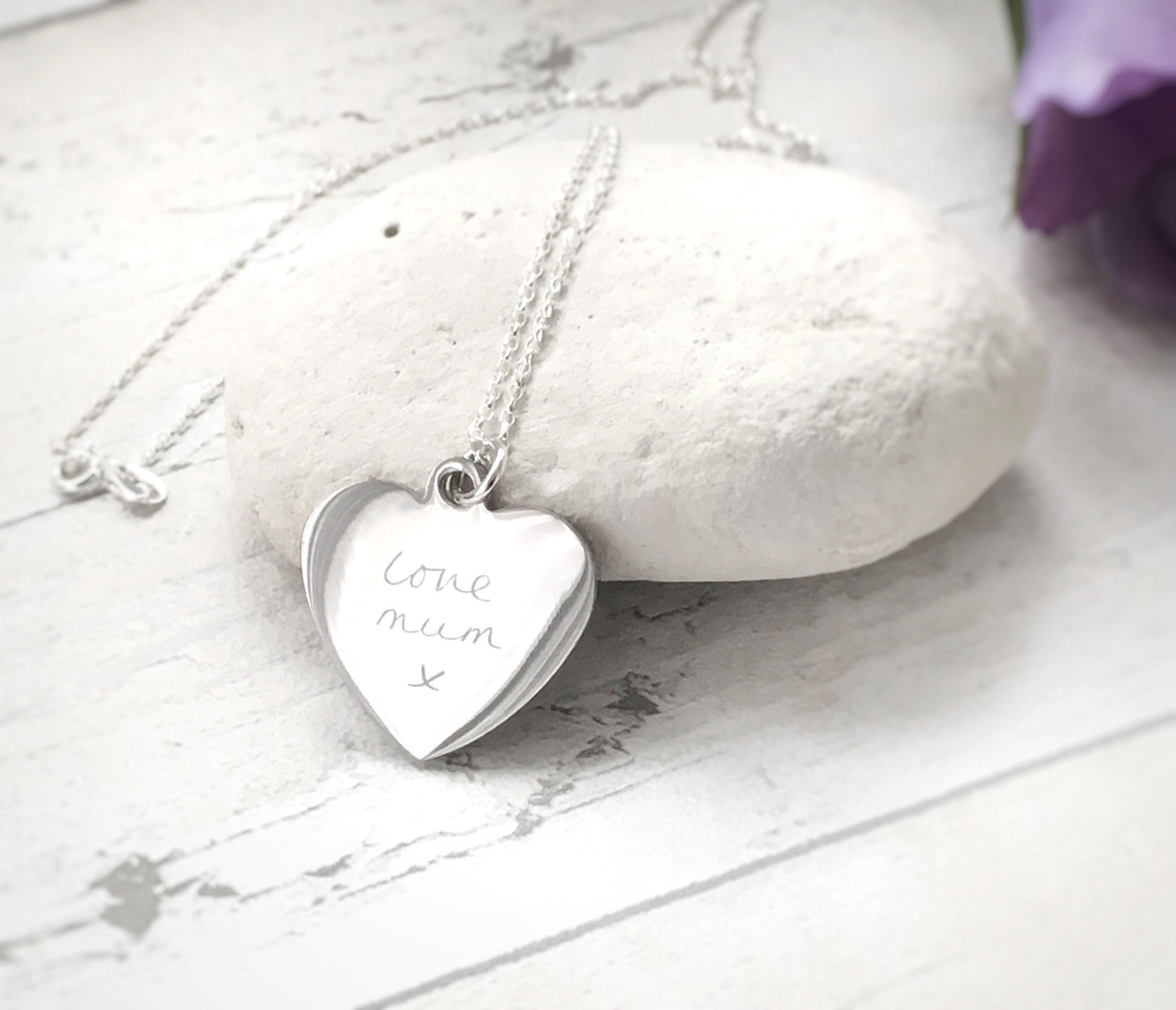 Engraved Handwriting Pendant Actual Handwriting Necklace | Etsy