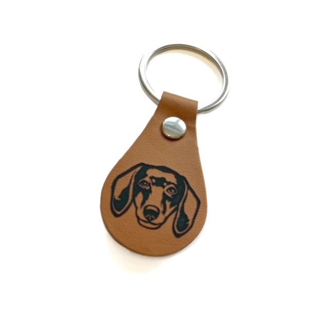 Dog Face Leather Keyring, Dog Breeds, Pet Lovers Gift, Dog Owners ...